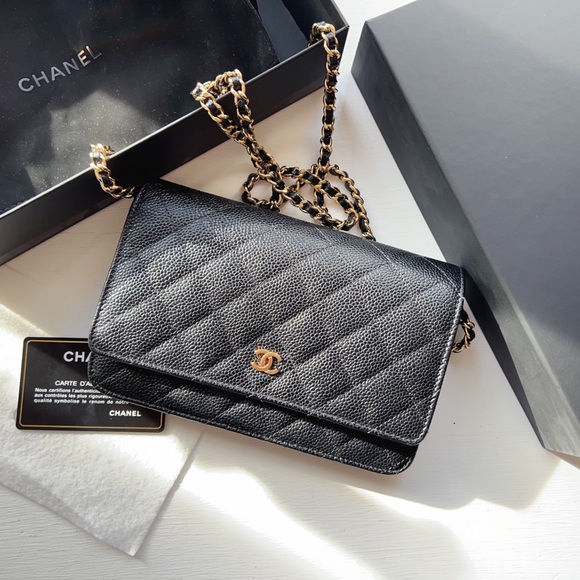 CHANEL | Bags | Chanel The Black Caviar Wallet On Chain | Poshmark
